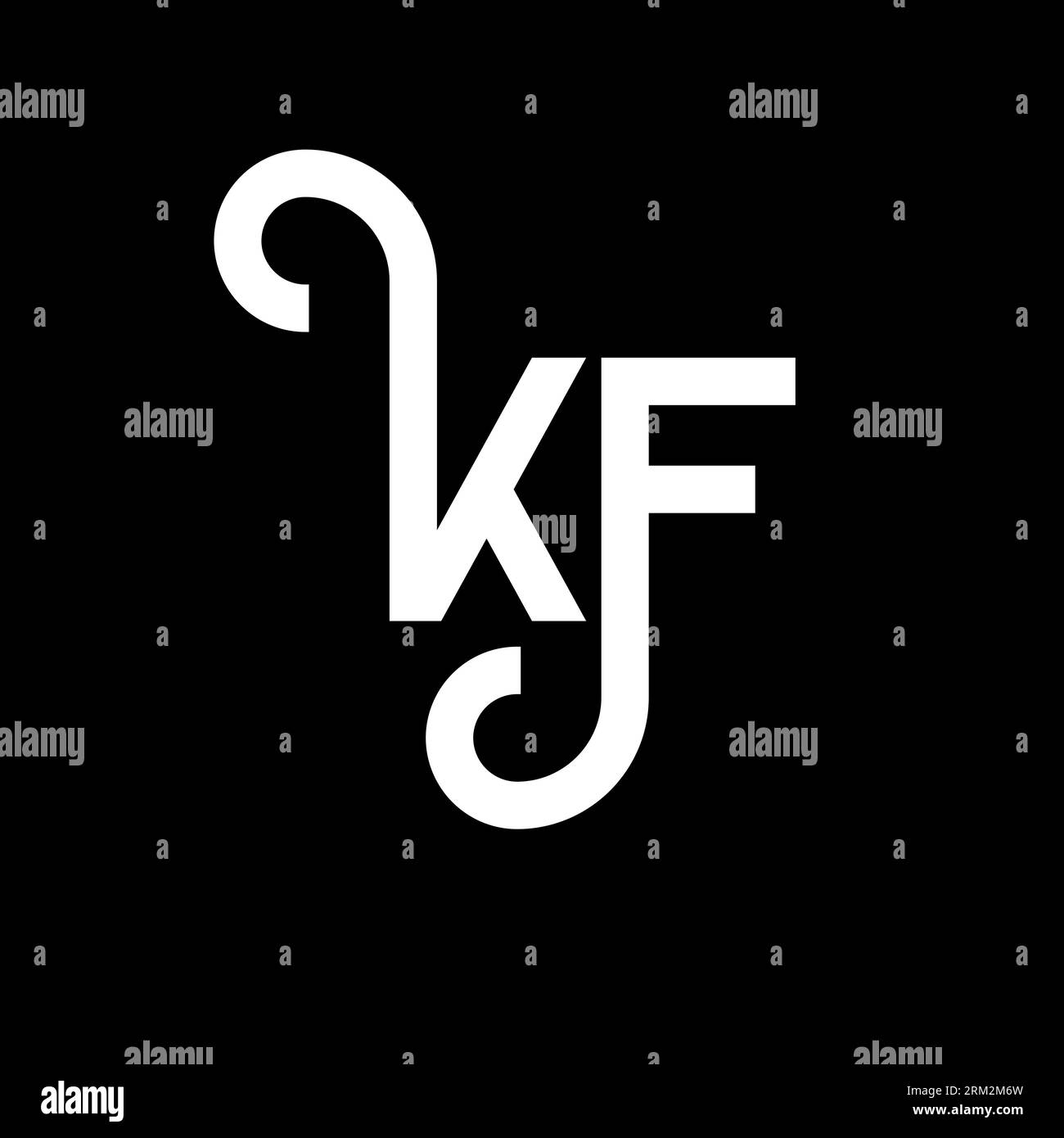KF letter logo design on black background. KF creative initials letter ...
