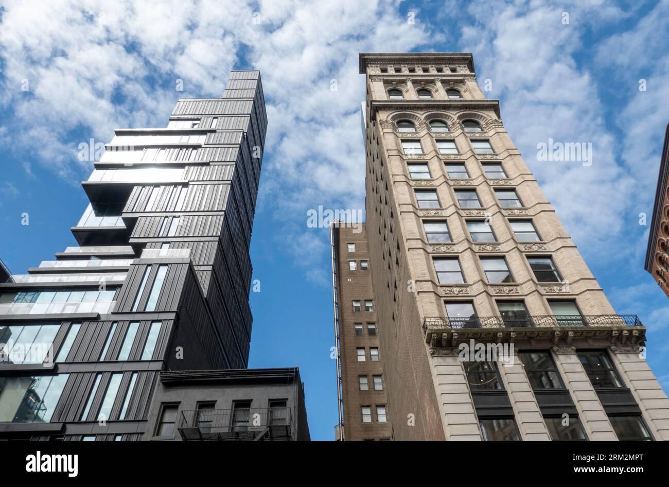 Contrasting architecture line Broadway in the East Village, 2023, New ...