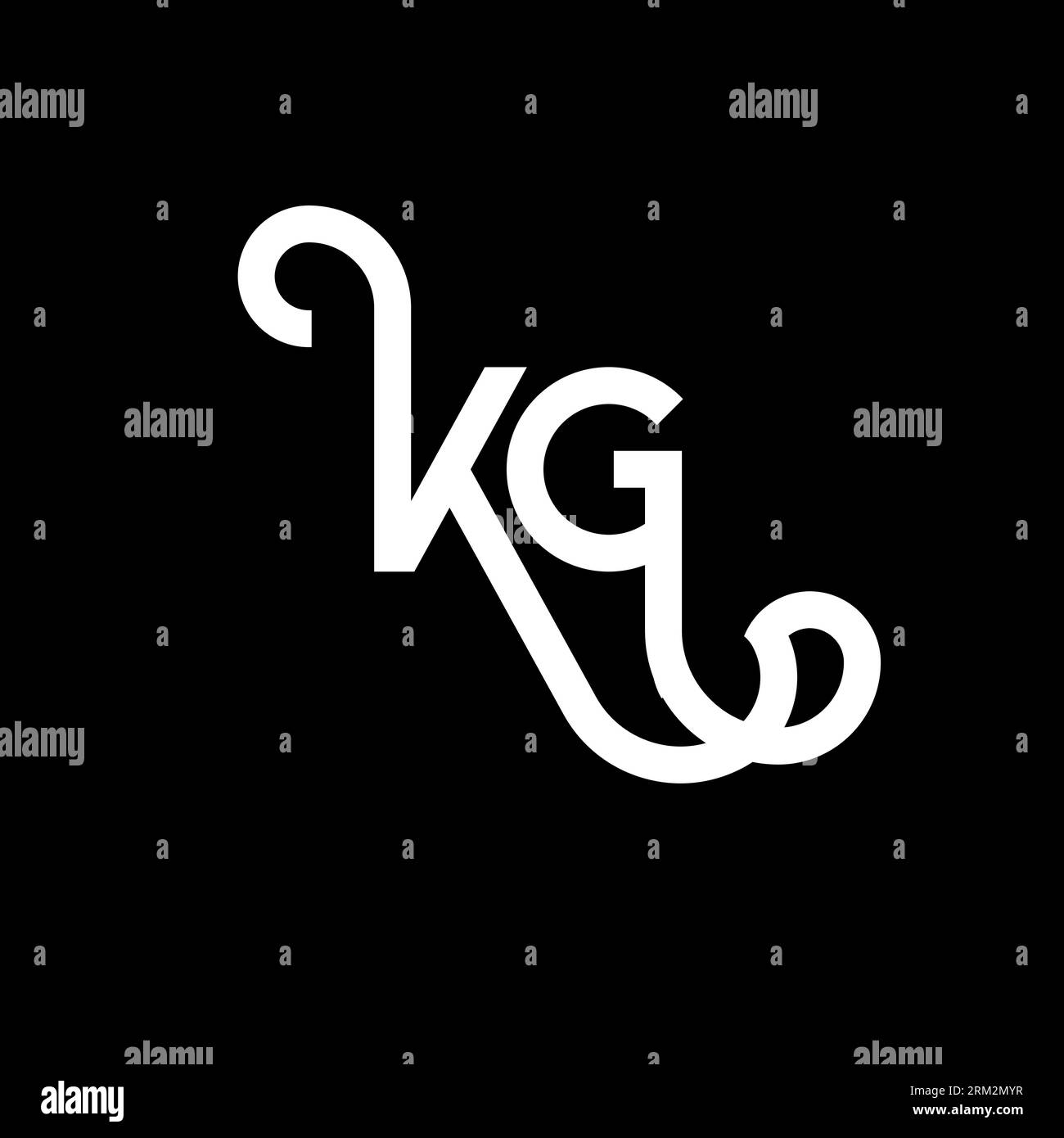 KG letter logo design on black background. KG creative initials letter ...
