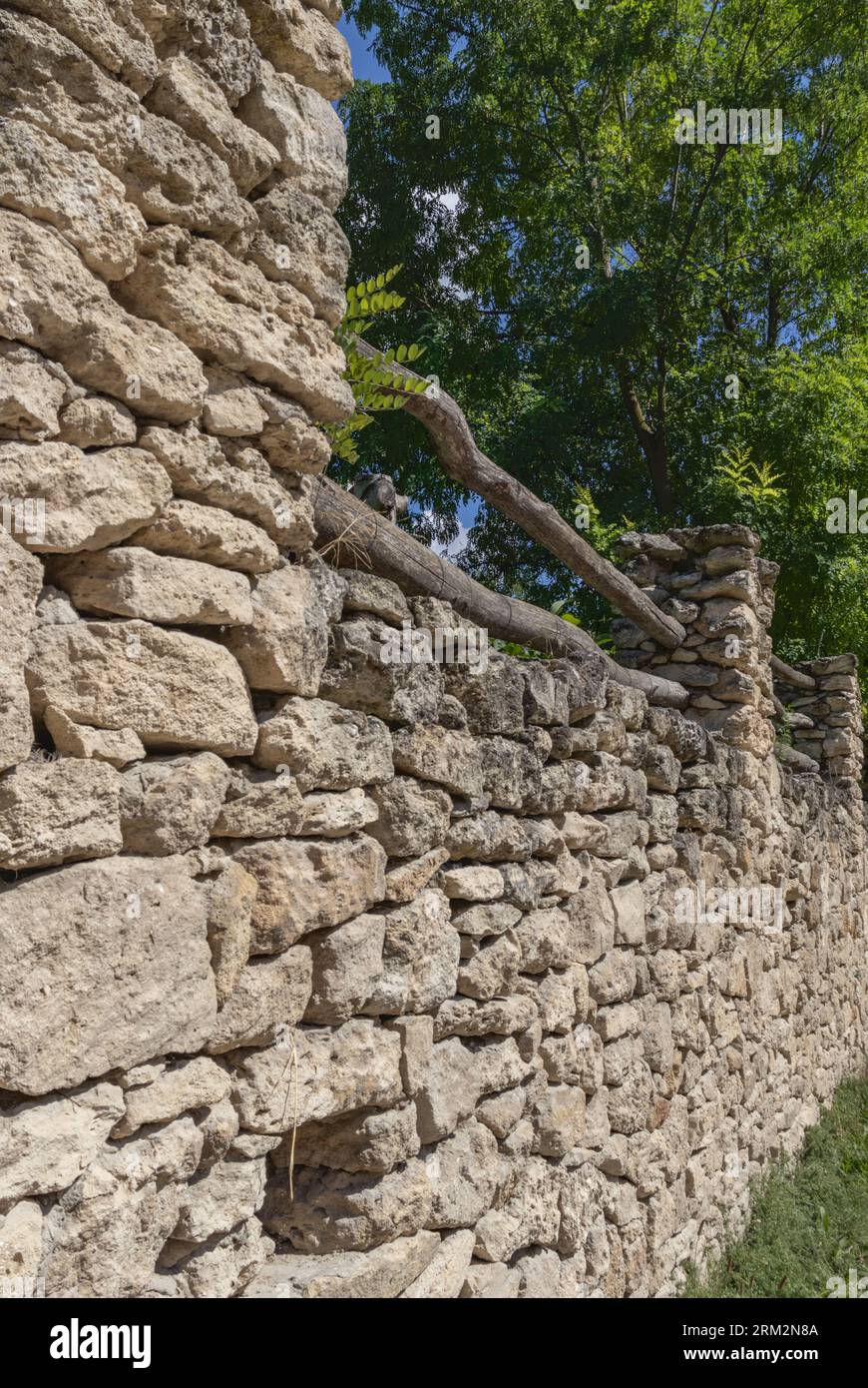 Old stone wall in the traditional village of Butuceni, Old Orhei ...