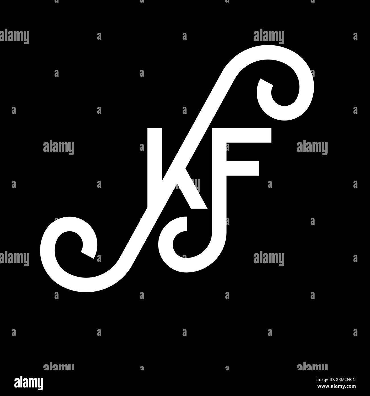 KF letter logo design on black background. KF creative initials letter ...