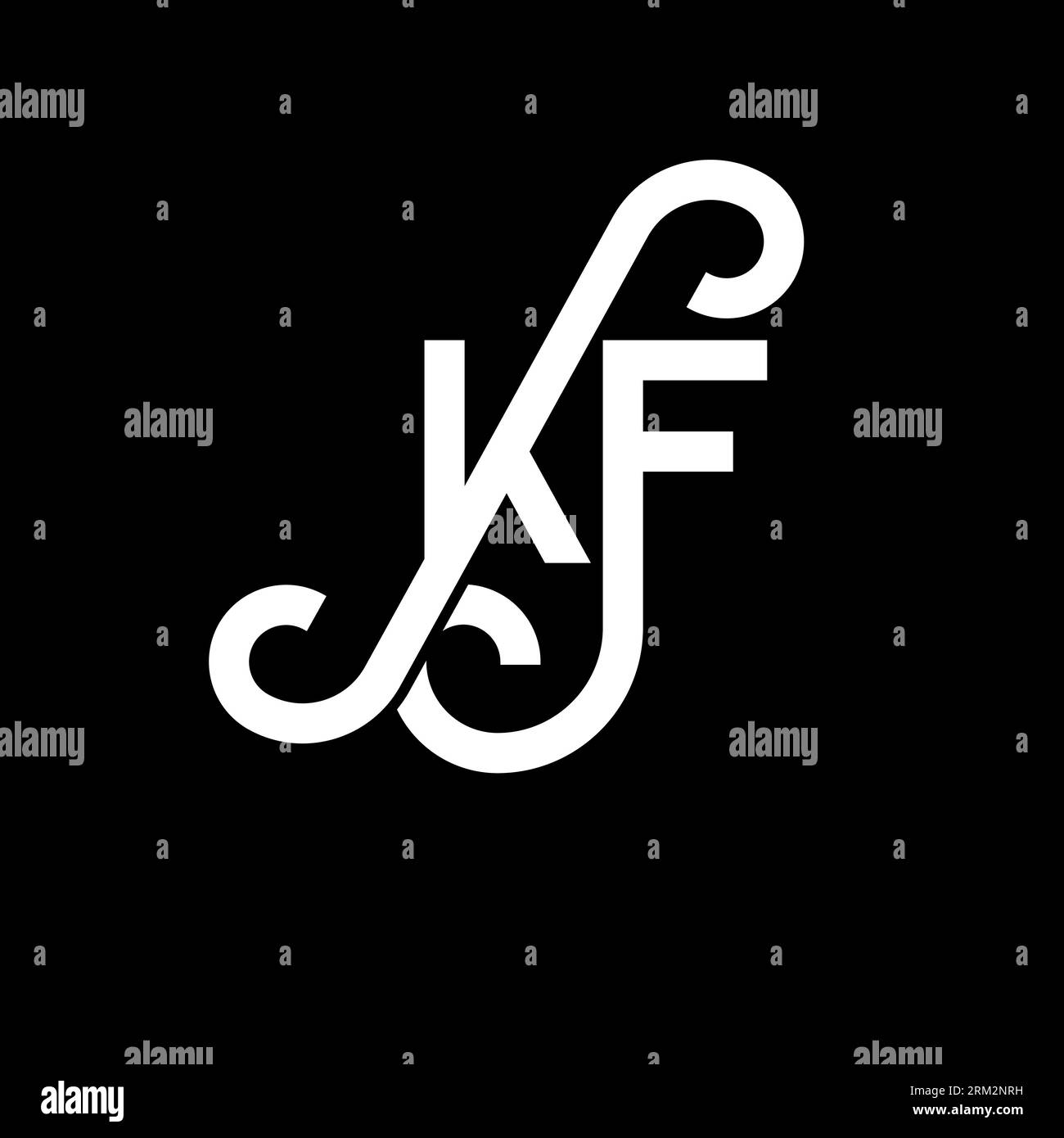 KF letter logo design on black background. KF creative initials letter ...
