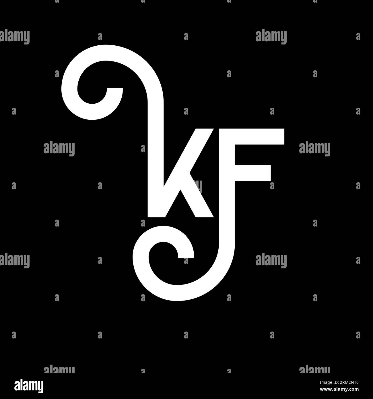 KF letter logo design on black background. KF creative initials letter ...
