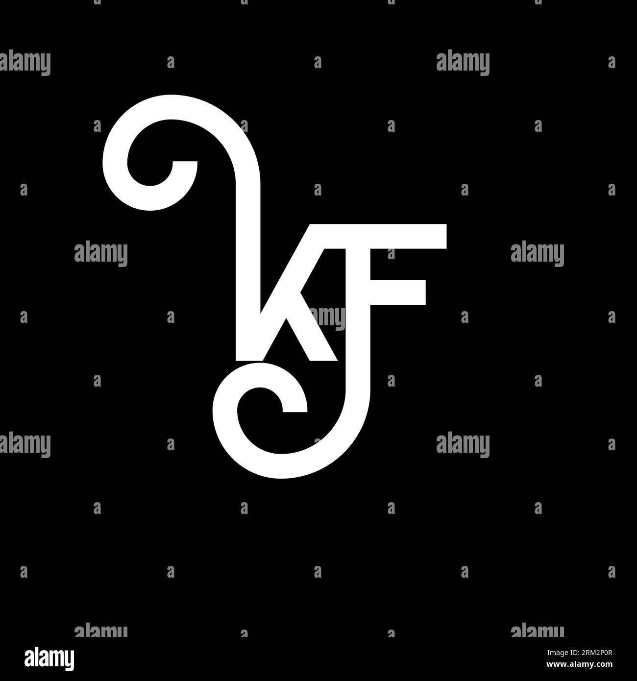 KF letter logo design on black background. KF creative initials letter ...