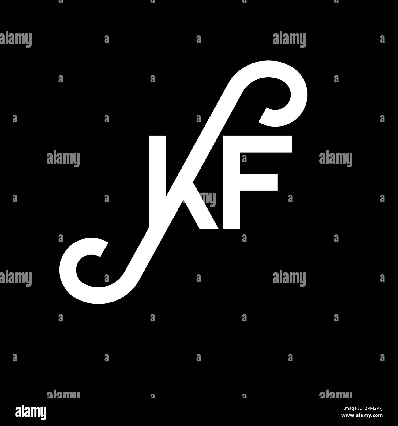 KF letter logo design on black background. KF creative initials letter ...