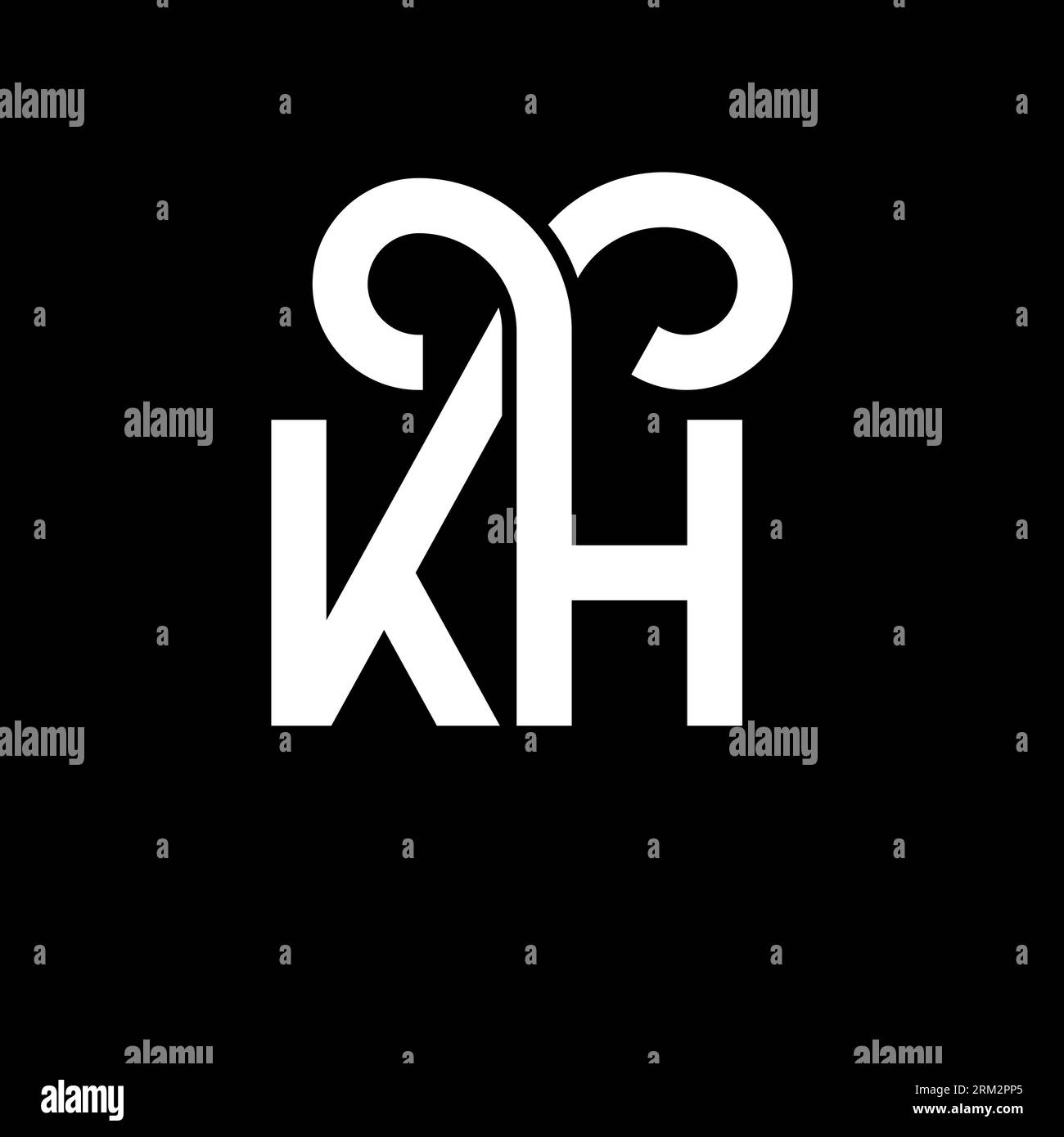 KH letter logo design on black background. KH creative initials letter ...