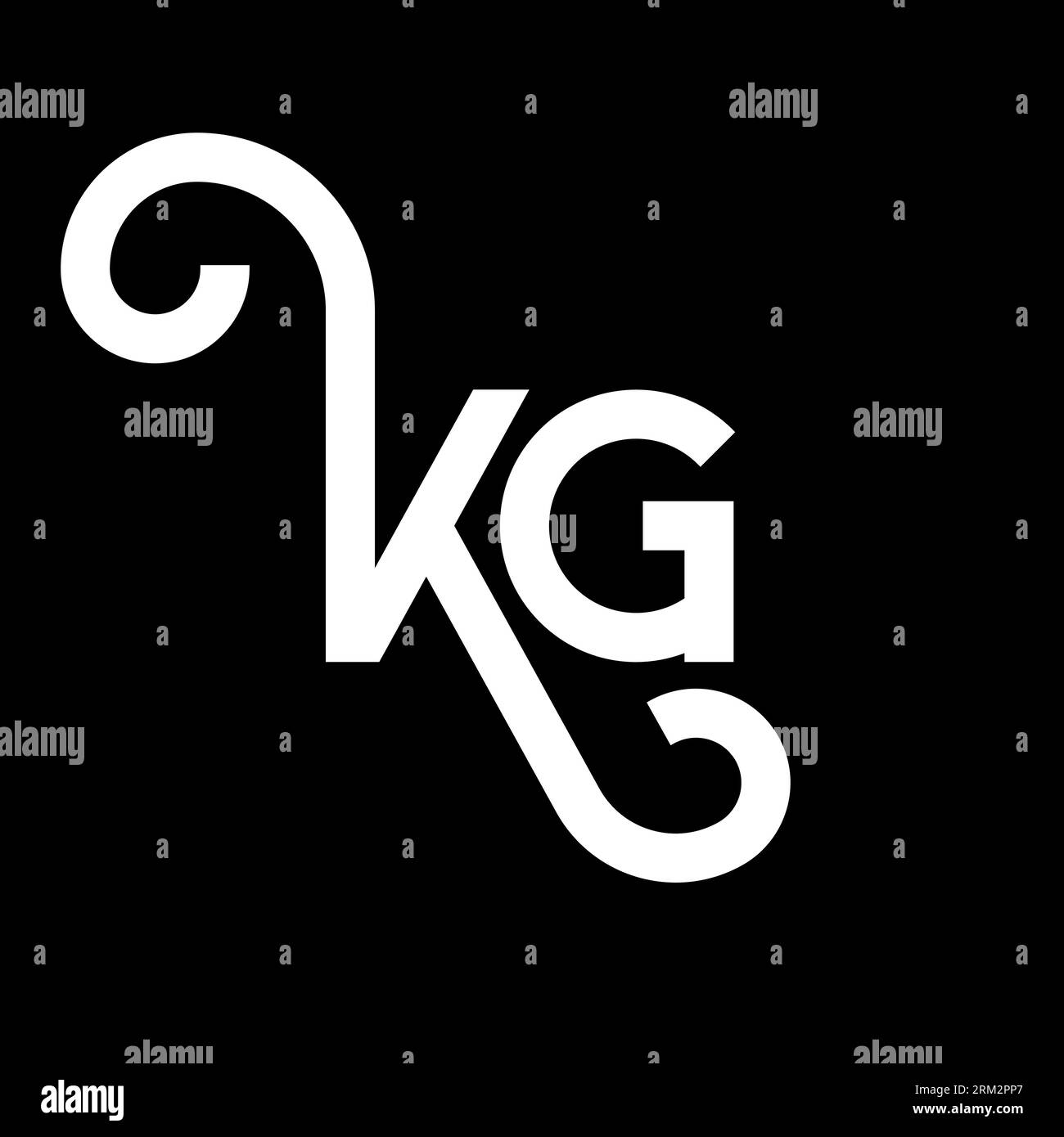 KG letter logo design on black background. KG creative initials letter ...