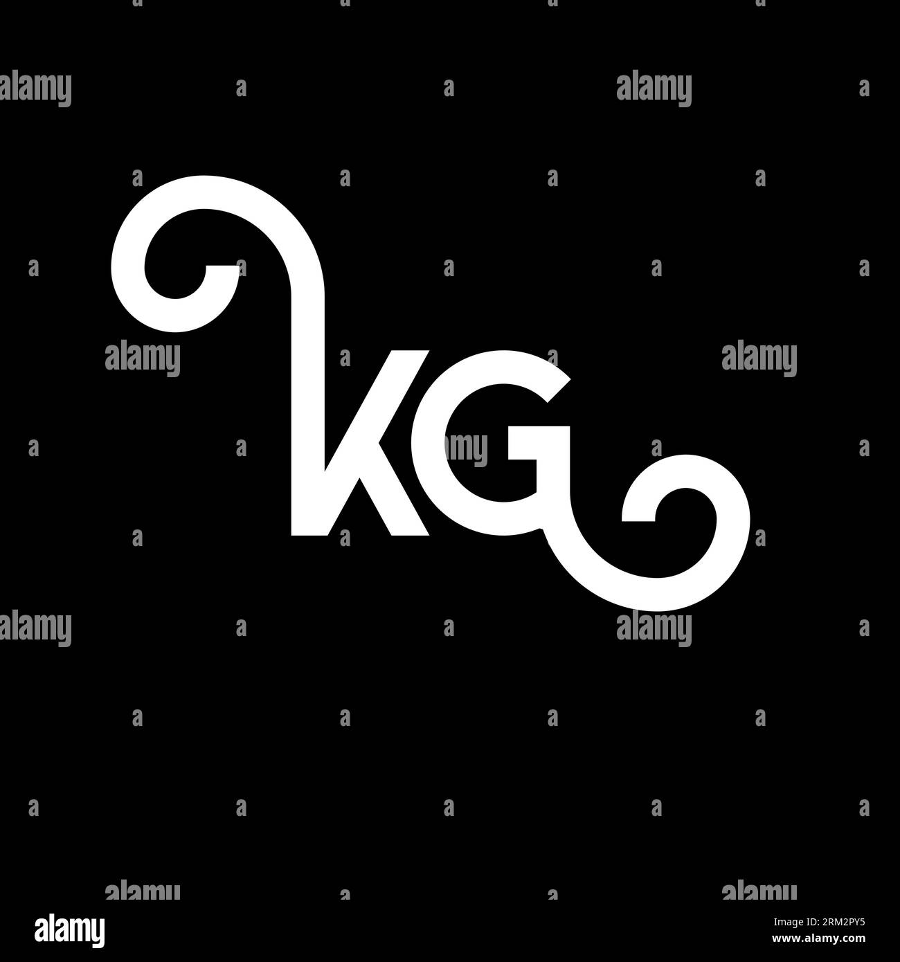 KG letter logo design on black background. KG creative initials letter ...