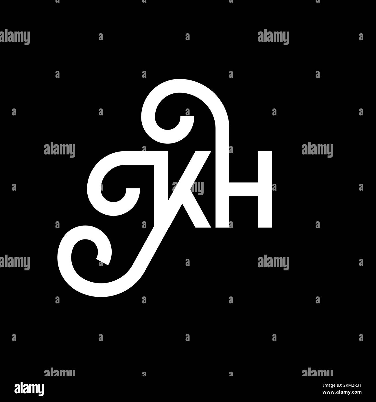 KH letter logo design on black background. KH creative initials letter ...