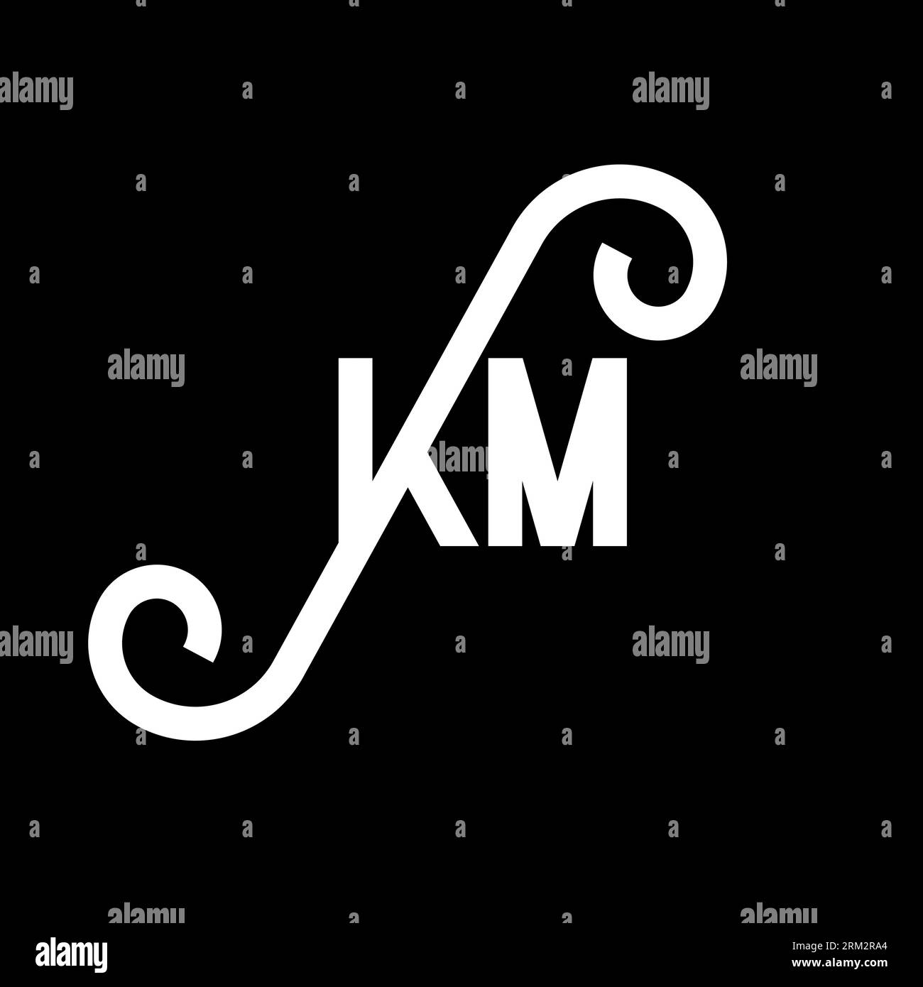 KM letter logo design on black background. KM creative initials letter ...