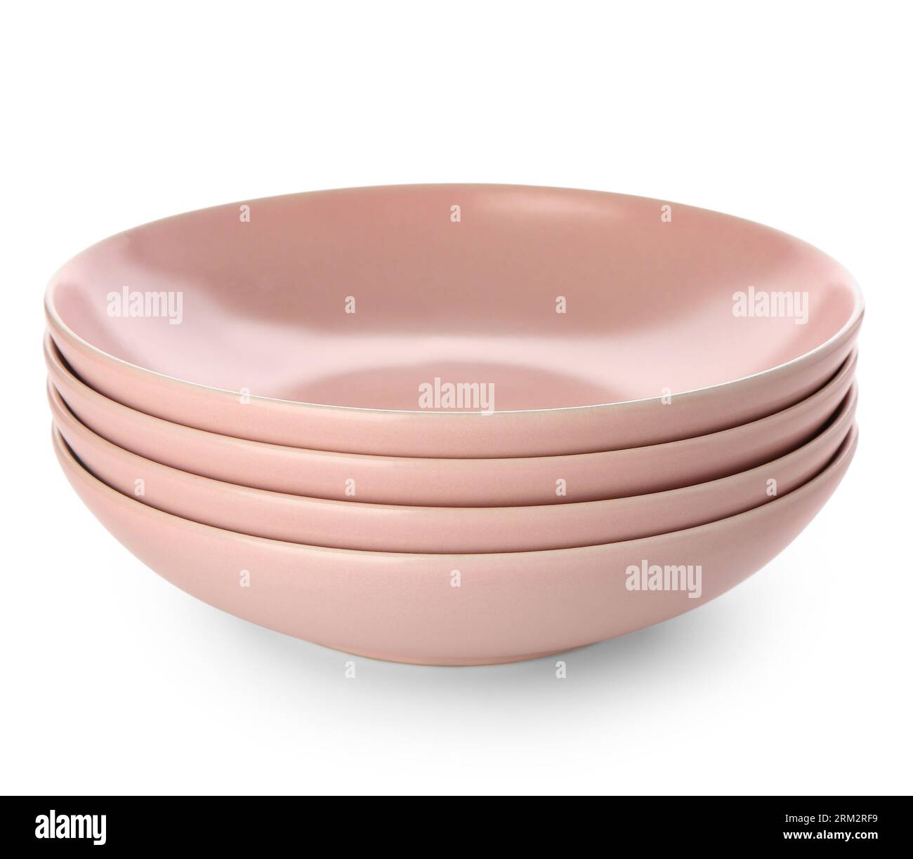 Pink plates isolated on white background Stock Photo - Alamy