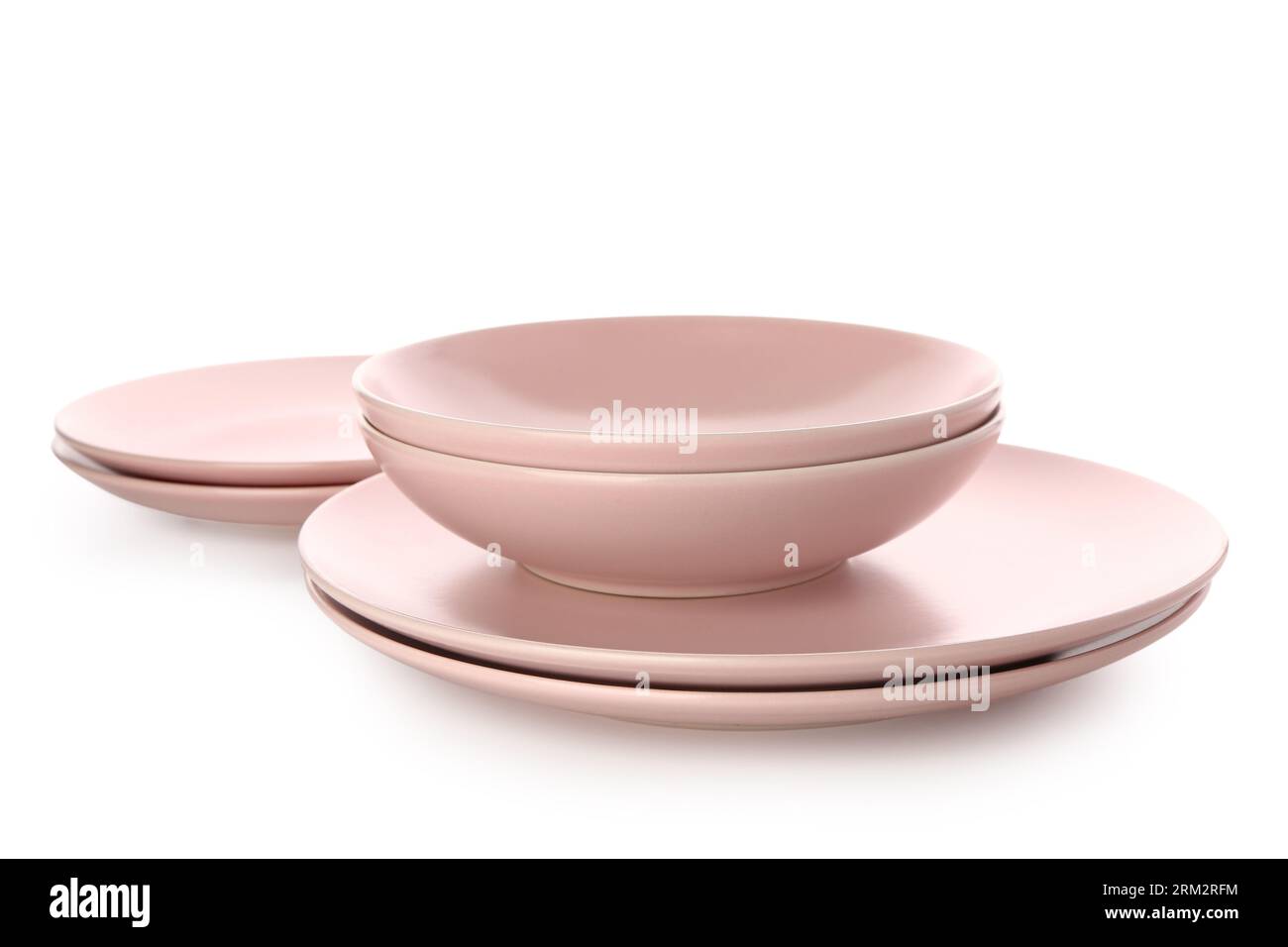 Set of beautiful plates on white background Stock Photo - Alamy