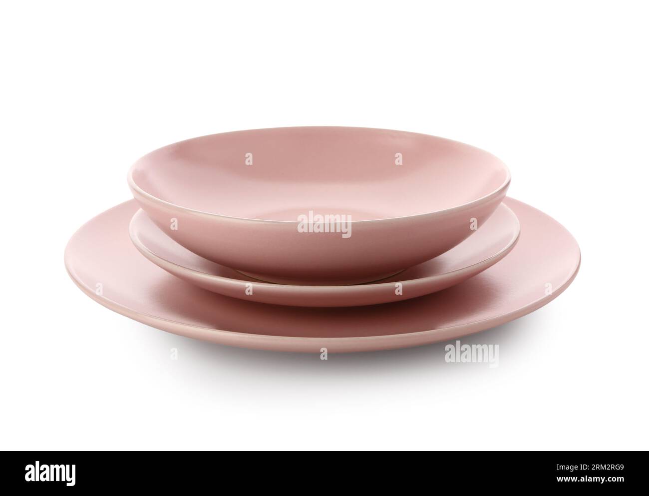 Set of beautiful plates on white background Stock Photo - Alamy