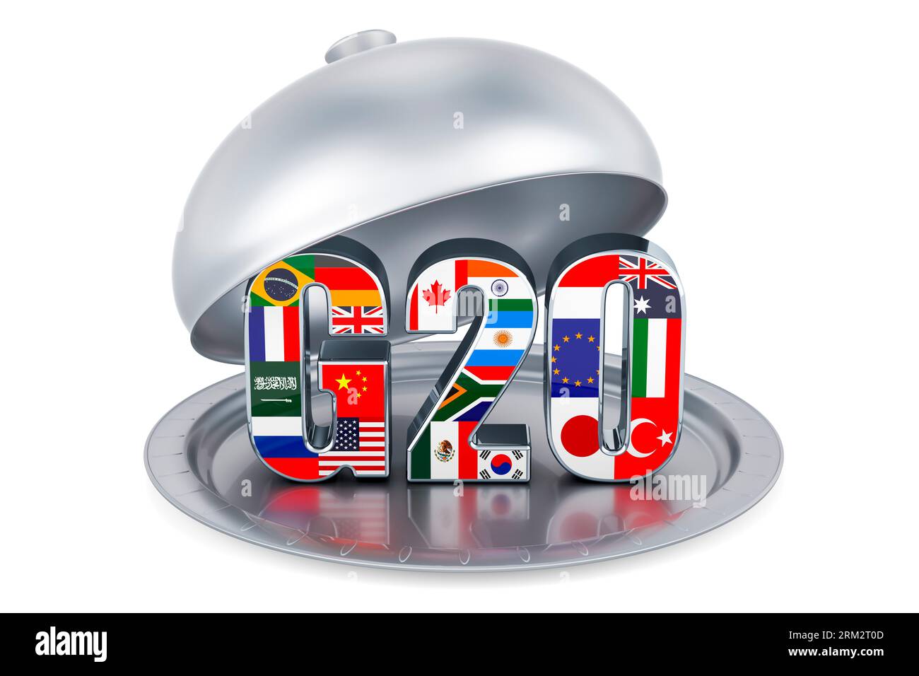 Restaurant cloche with G20, 3D rendering isolated on white background ...