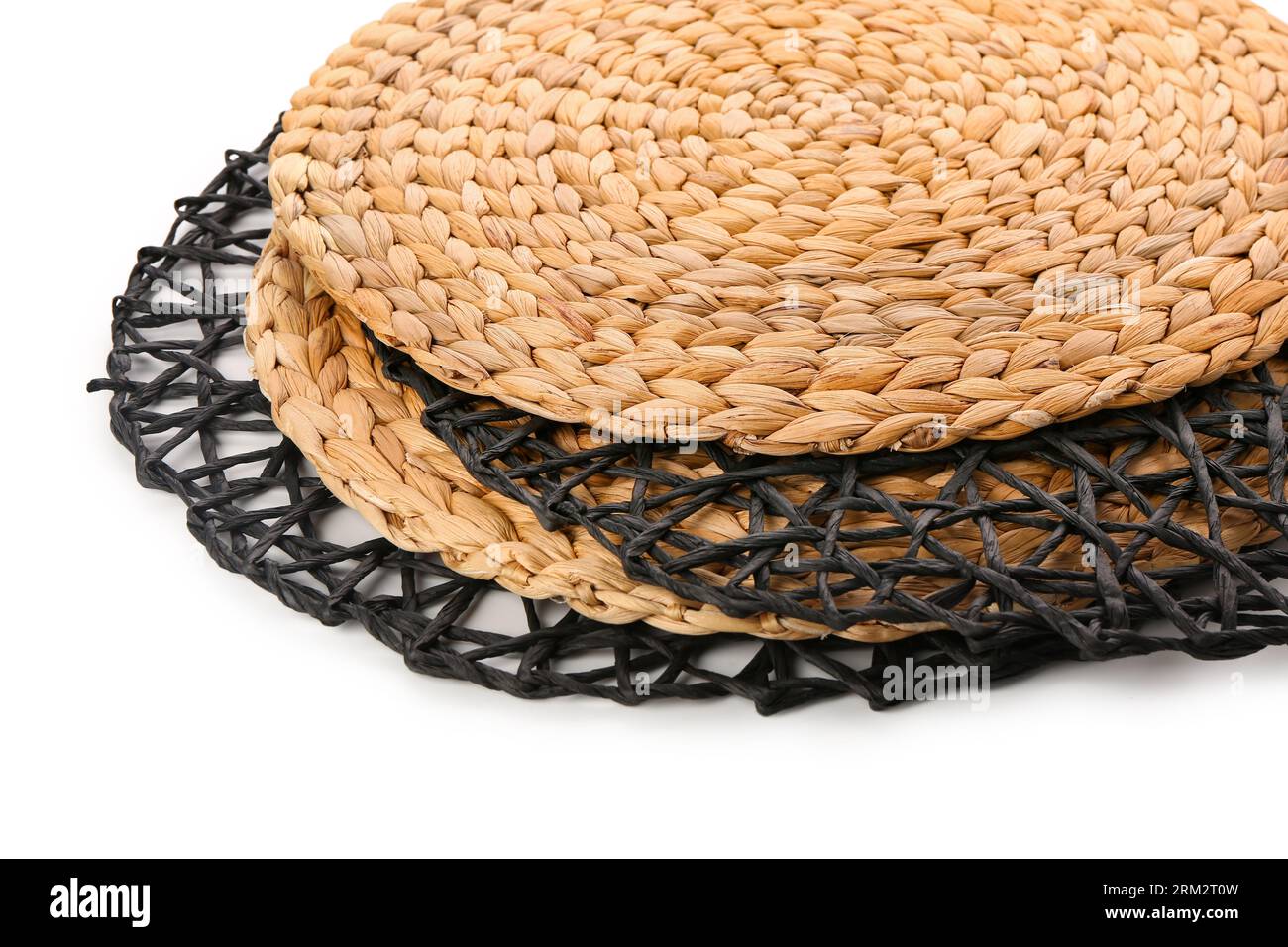 Set of wicker mats isolated on white background, closeup Stock Photo ...