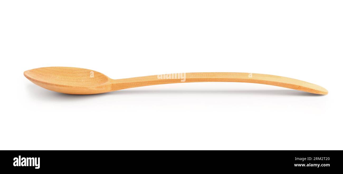 Empty wooden spoon on white background Stock Photo - Alamy