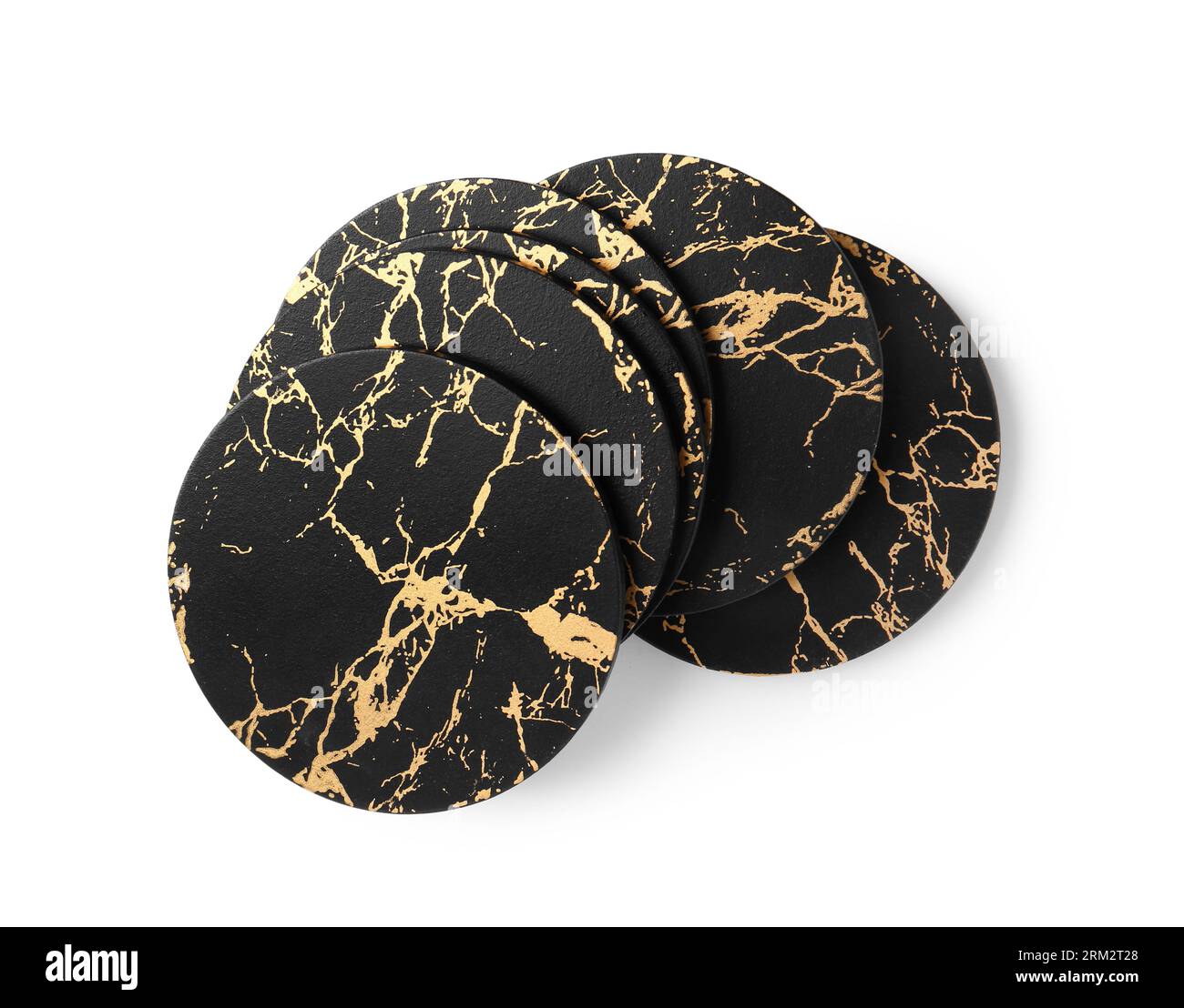 Stylish table coasters isolated on white background Stock Photo - Alamy