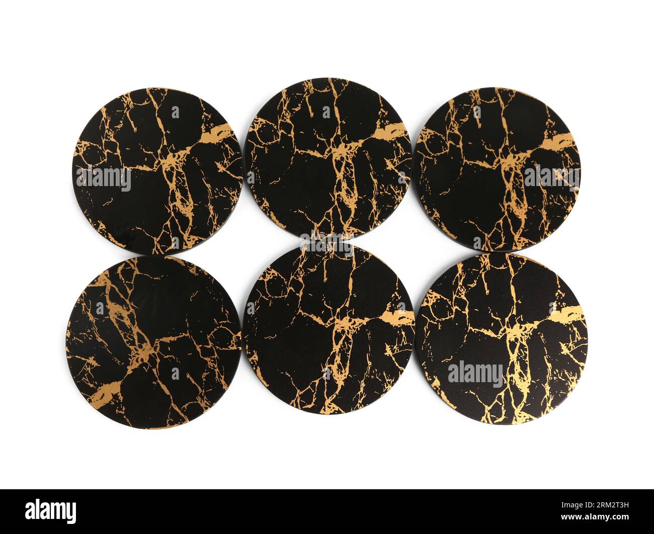 Set of stylish table coasters isolated on white background Stock Photo ...