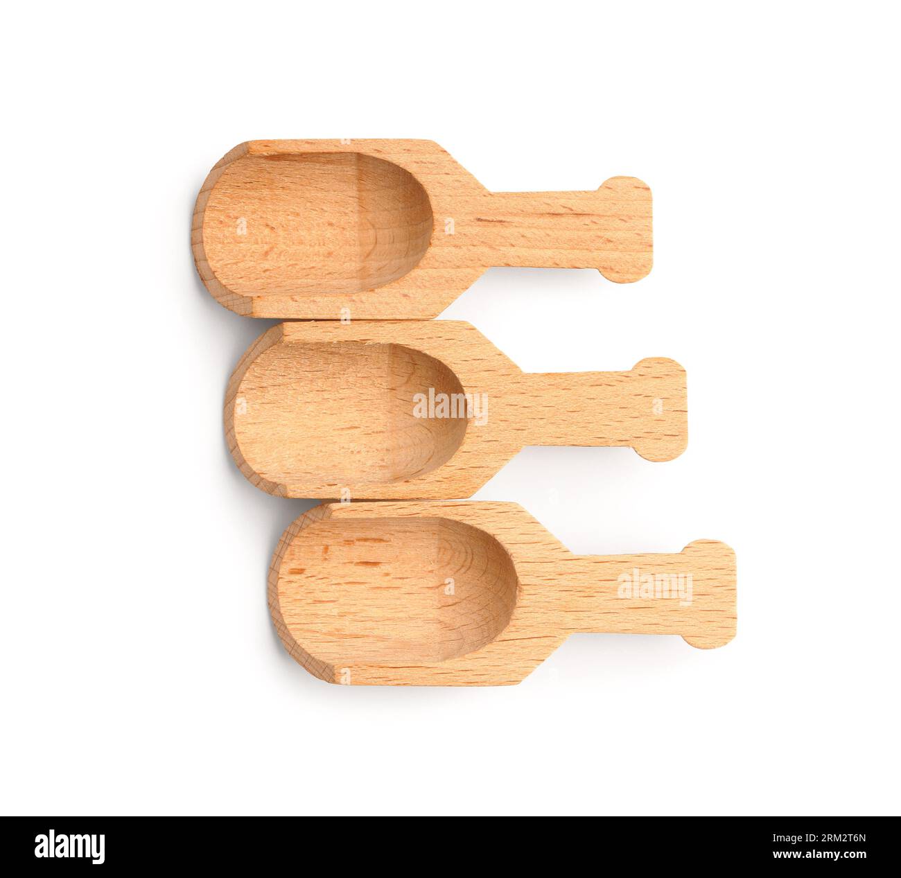 Set of wooden scoops isolated on white background Stock Photo - Alamy