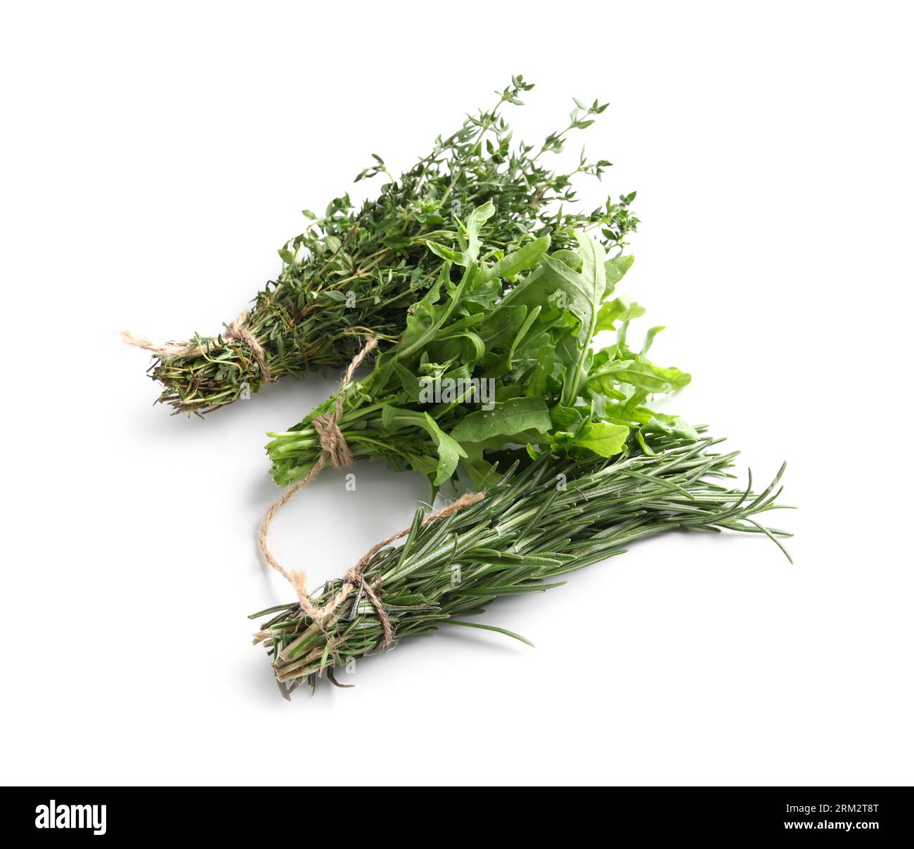 Bunches of fresh aromatic herbs isolated on white background Stock ...