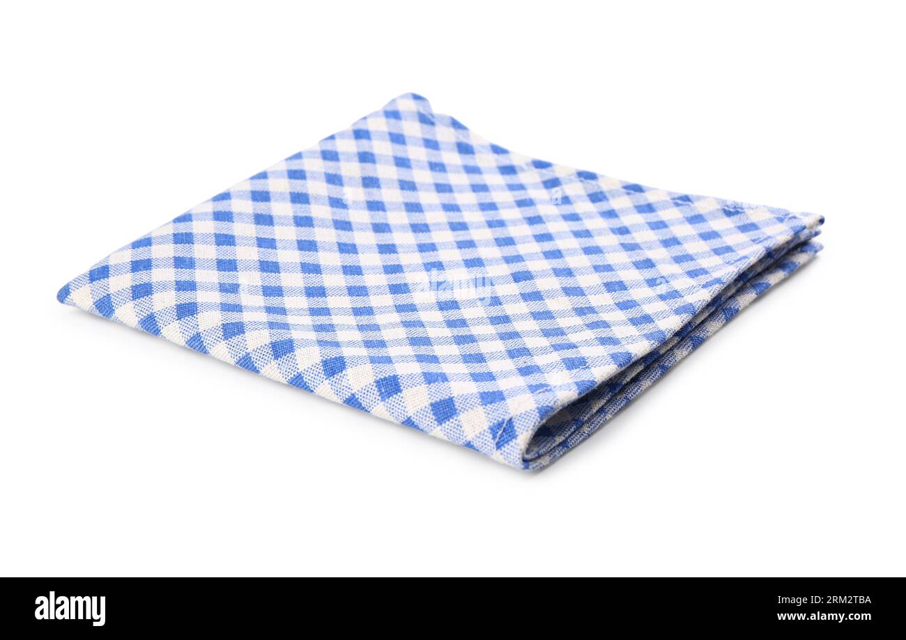 Folded checkered napkin on white background Stock Photo - Alamy
