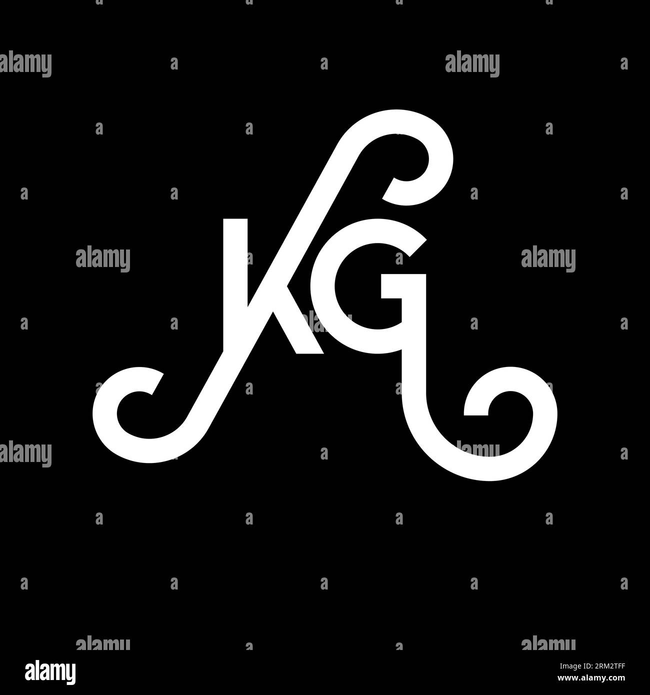 KG letter logo design on black background. KG creative initials letter ...