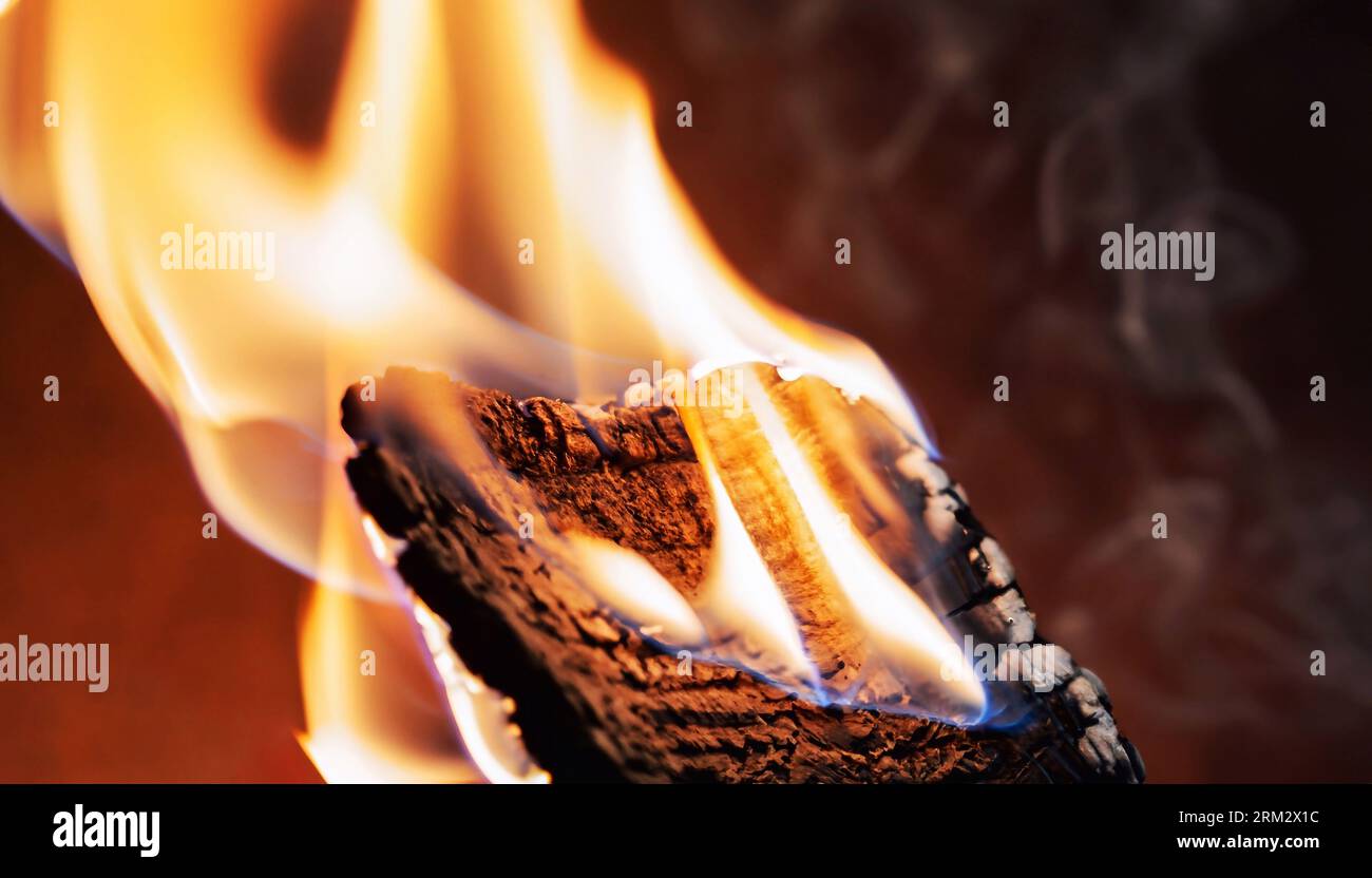 Burning birch log fire in hi-res stock photography and images - Alamy