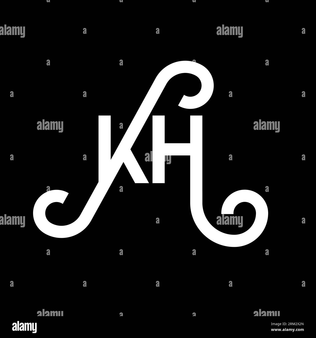 KH letter logo design on black background. KH creative initials letter ...