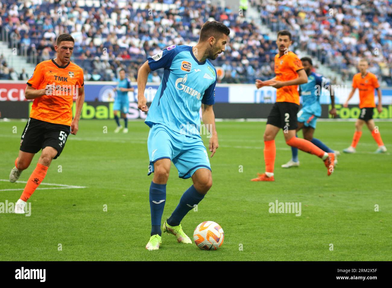 Saint Petersburg, Russia, 26 august 2023: Football. Russian Premier League 2023-2024. Zenit FC ...