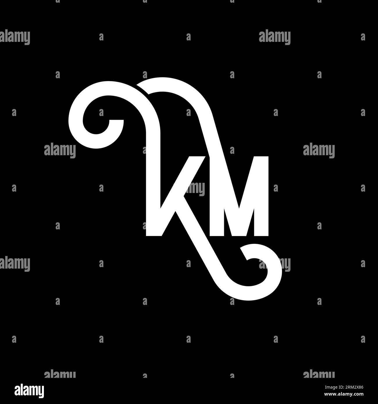 KM letter logo design on black background. KM creative initials letter ...