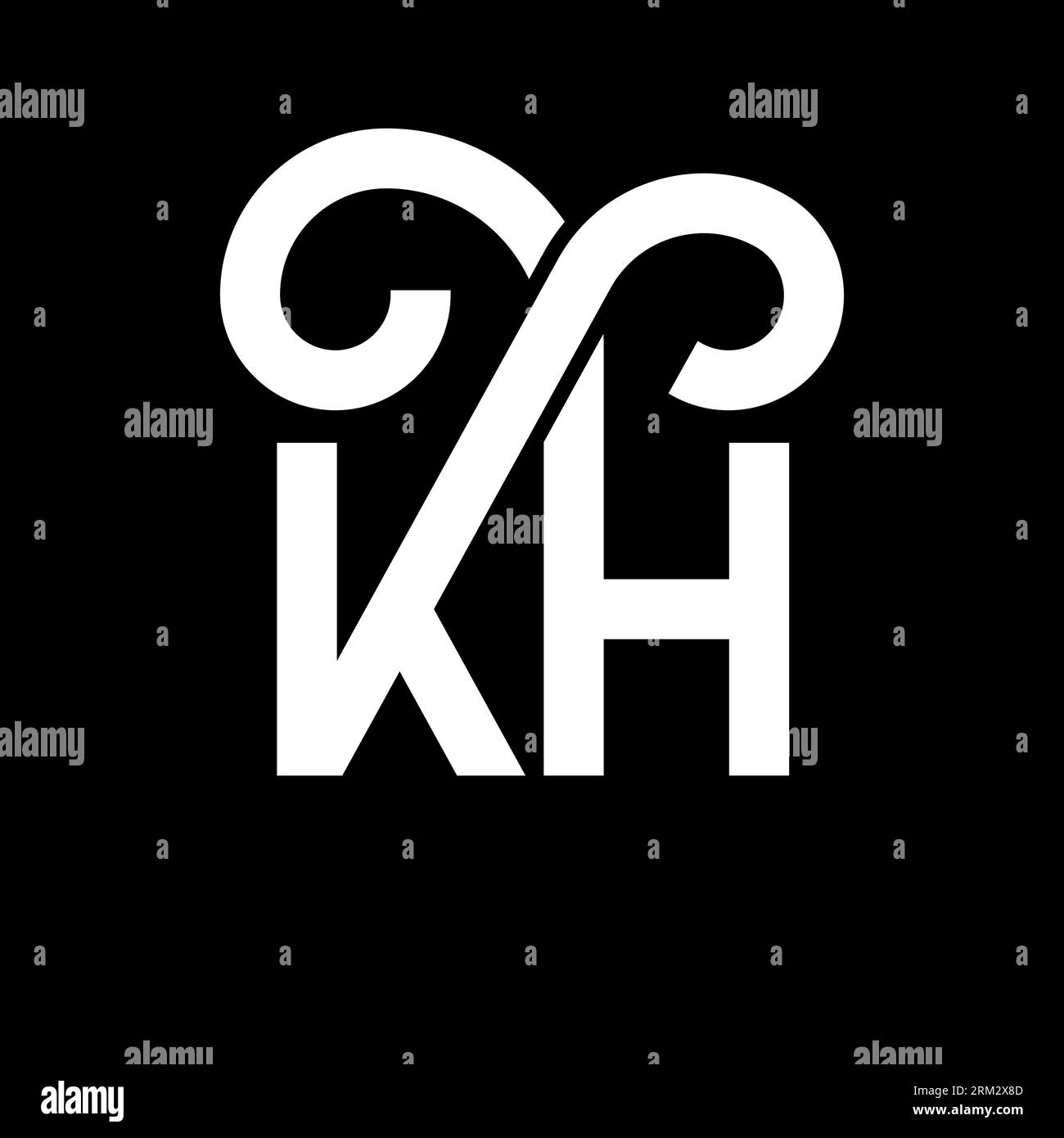 KH letter logo design on black background. KH creative initials letter ...