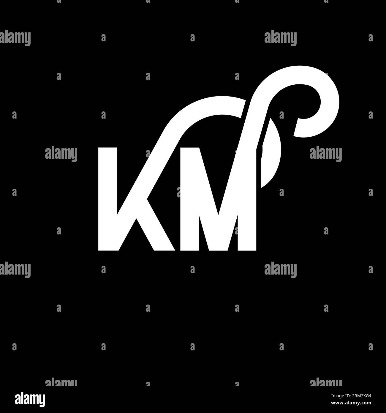 KM letter logo design on black background. KM creative initials letter ...
