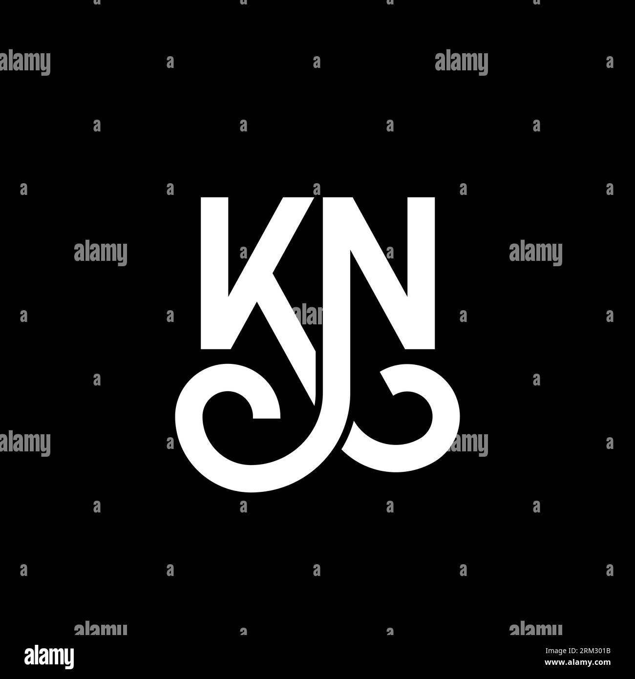 KN letter logo design on black background. KN creative initials letter ...