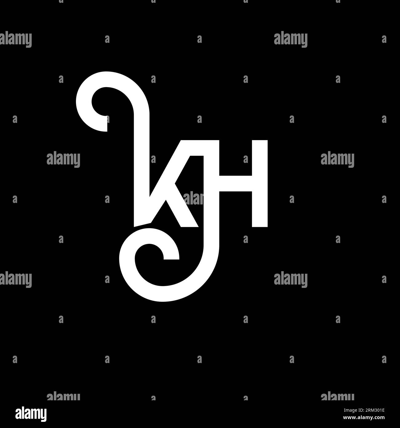KH letter logo design on black background. KH creative initials letter ...