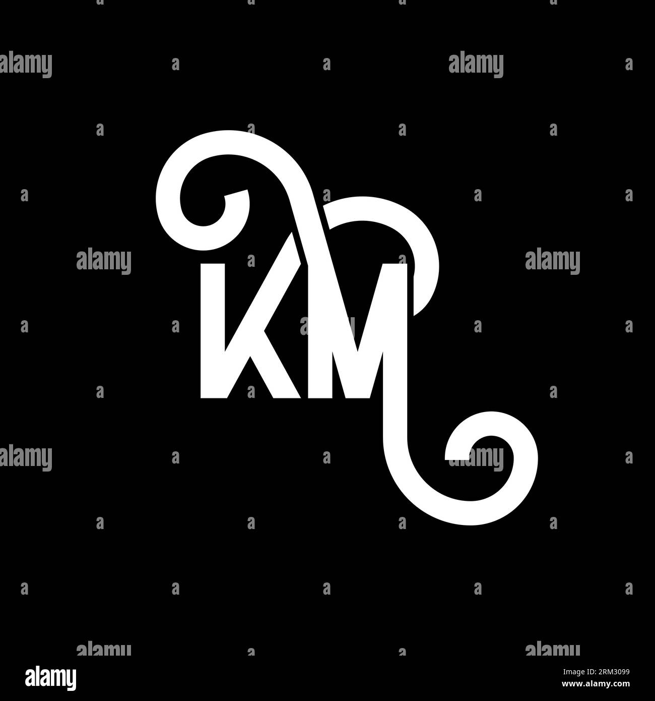 KM letter logo design on black background. KM creative initials letter ...