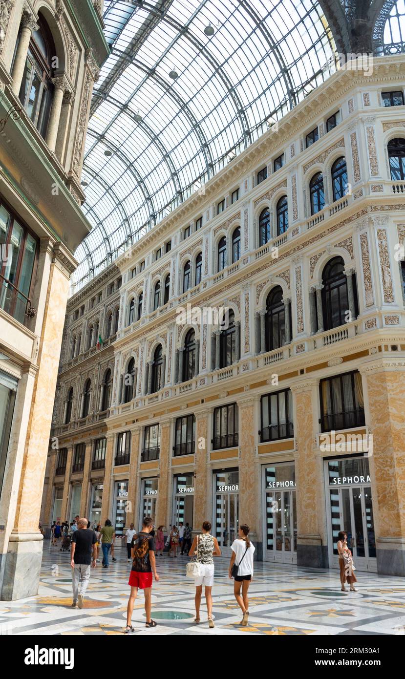 Naples, Metropolitan City of Naples, Italy, People at Galleria Umberto I that is a public ...