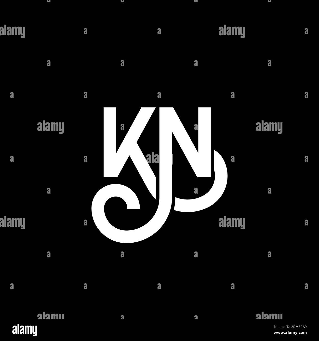 KN letter logo design on black background. KN creative initials letter ...