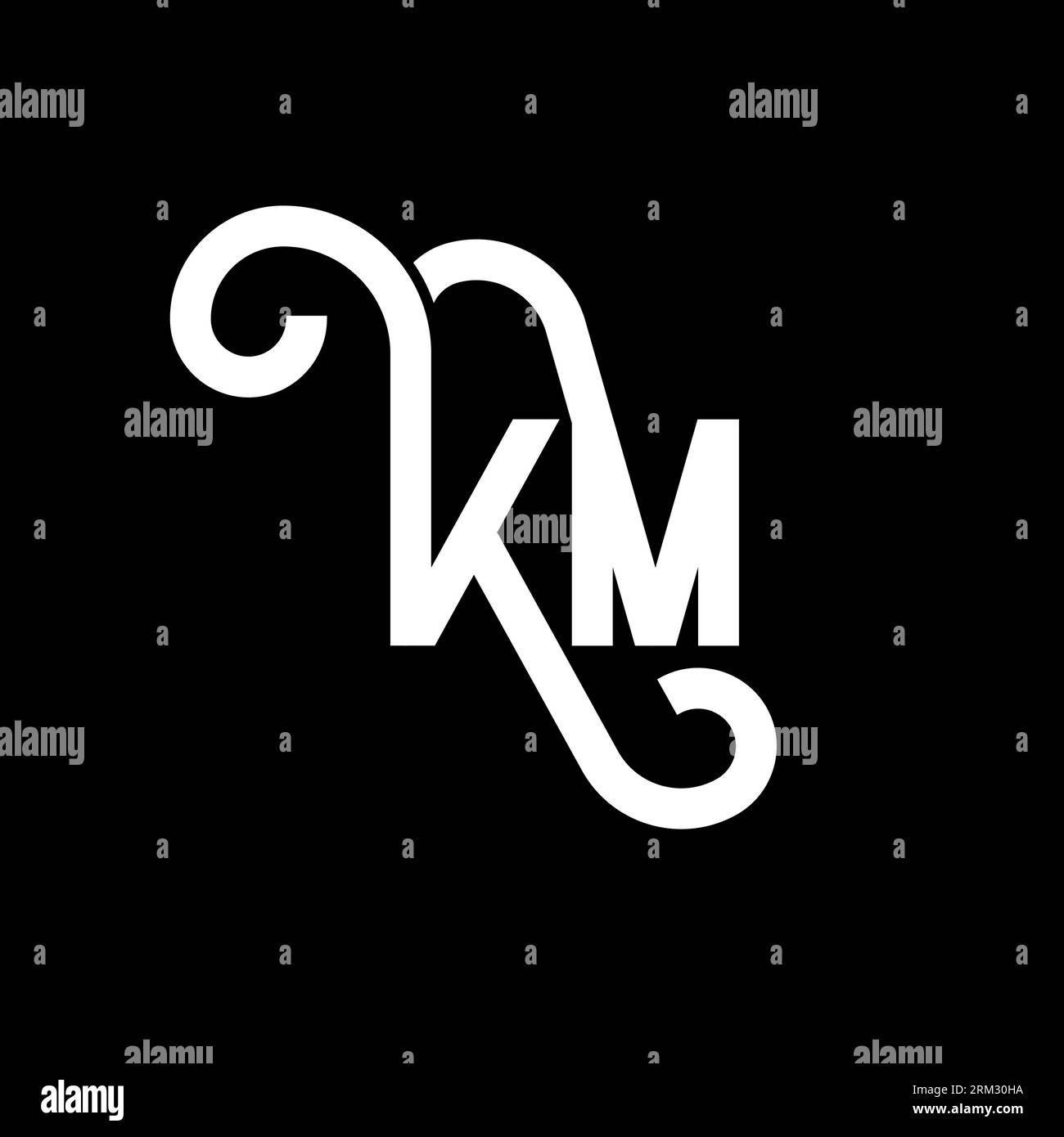 KM letter logo design on black background. KM creative initials letter ...