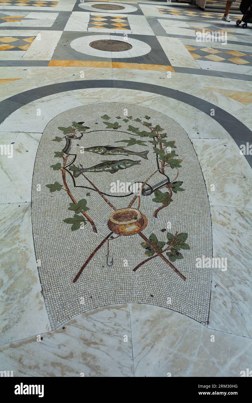 Naples,Italy, The mosaic art with zodiac sign of Pisces at Galleria ...