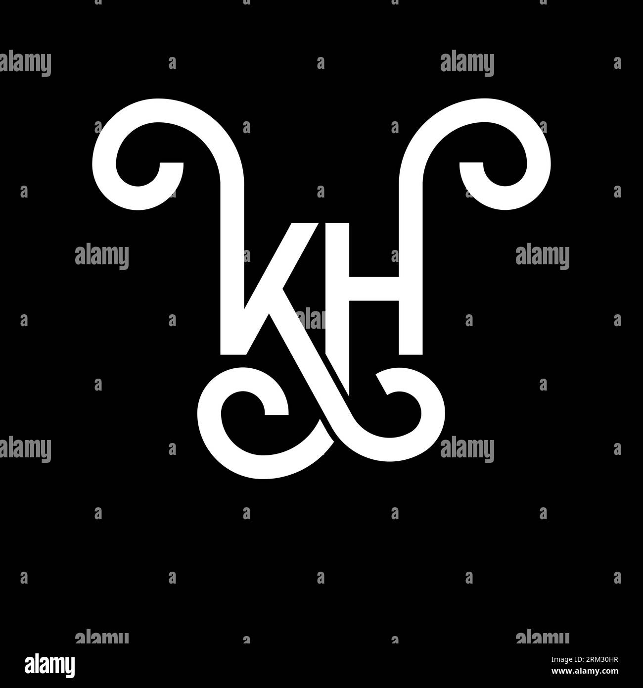 KH letter logo design on black background. KH creative initials letter ...