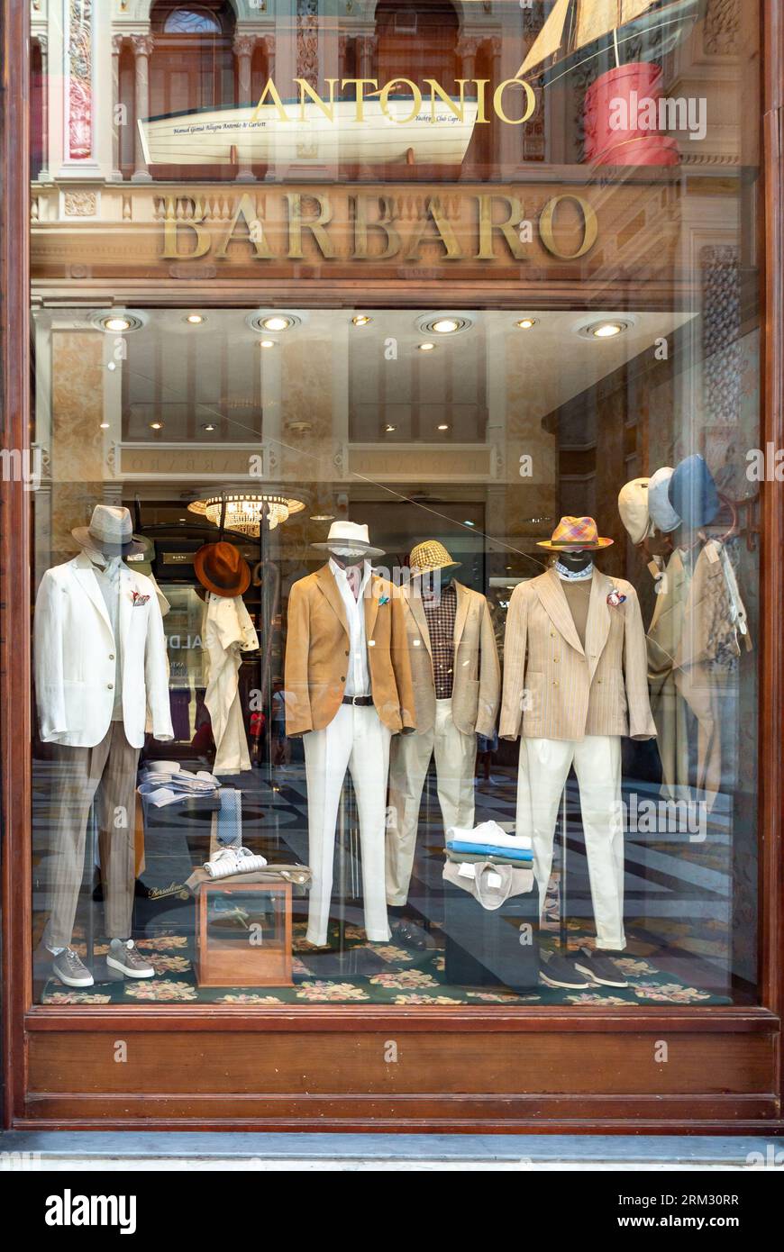 Naples,Italy, A window display of men's clothing store at Galleria ...