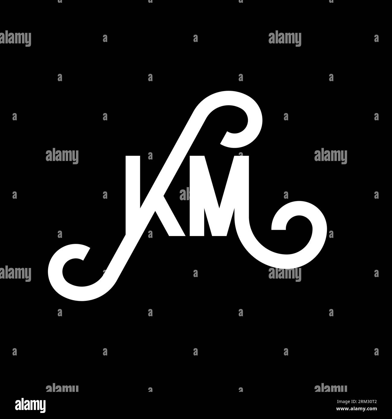 KM letter logo design on black background. KM creative initials letter ...