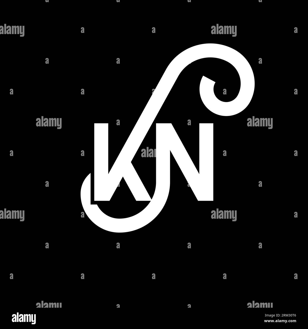 KN letter logo design on black background. KN creative initials letter ...
