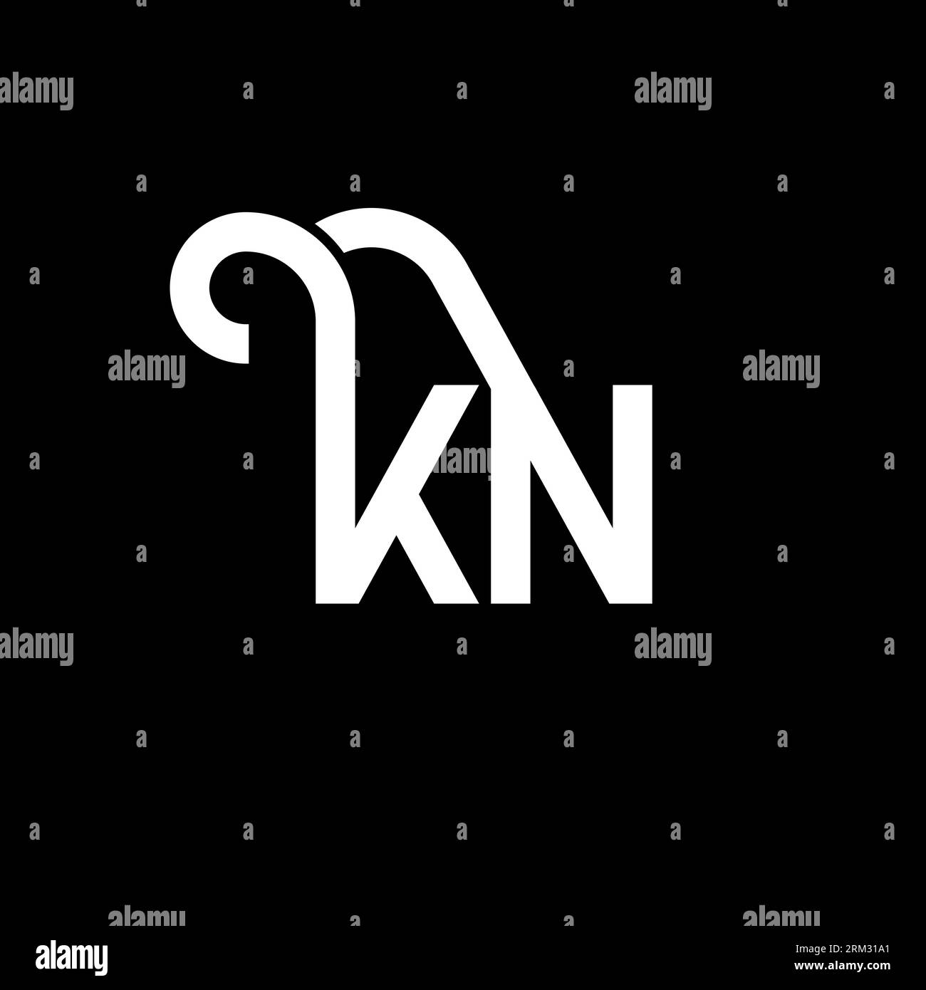 KN letter logo design on black background. KN creative initials letter ...