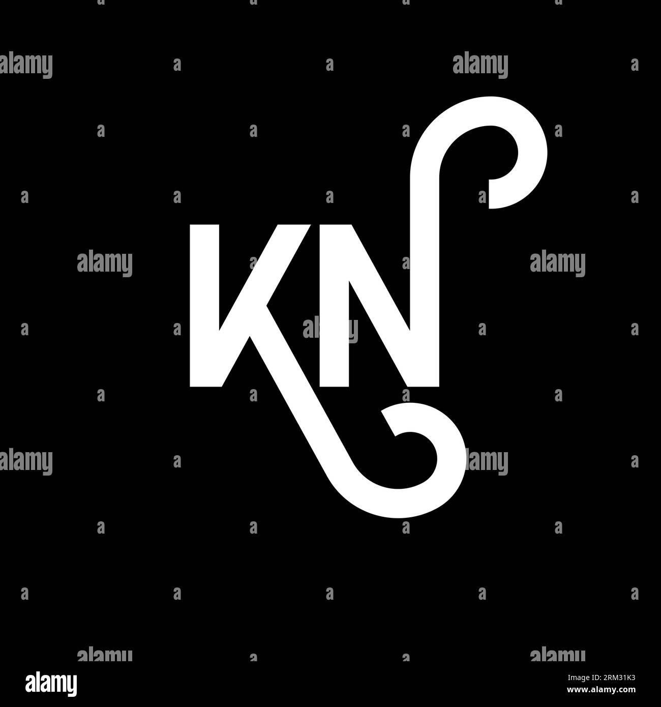 KN letter logo design on black background. KN creative initials letter ...