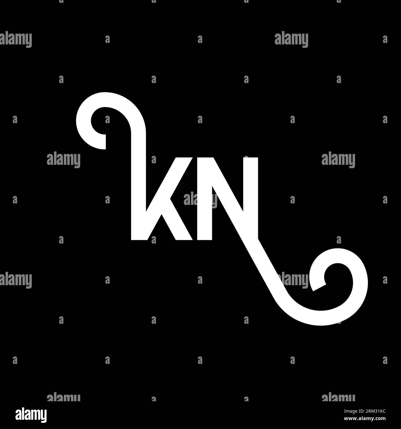 KN letter logo design on black background. KN creative initials letter ...