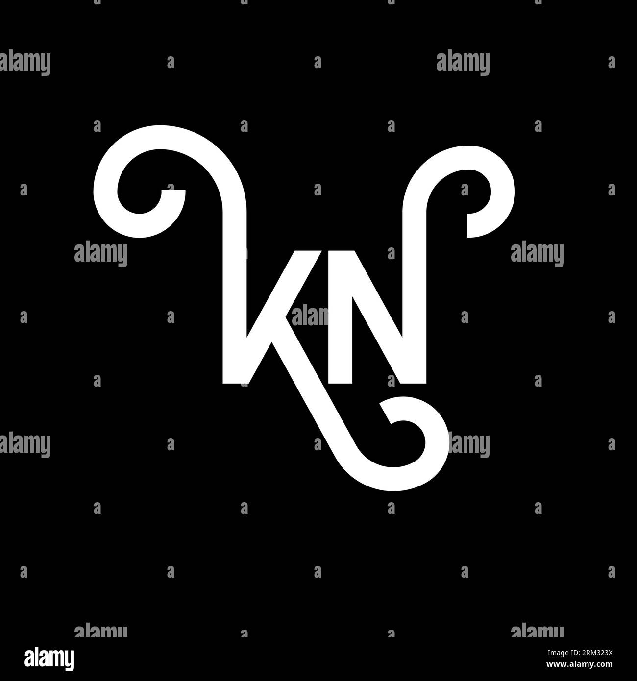 KN letter logo design on black background. KN creative initials letter ...
