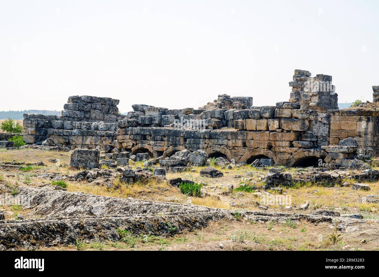 Ruins of an ancient city, stones and bricks of an old greek building ...