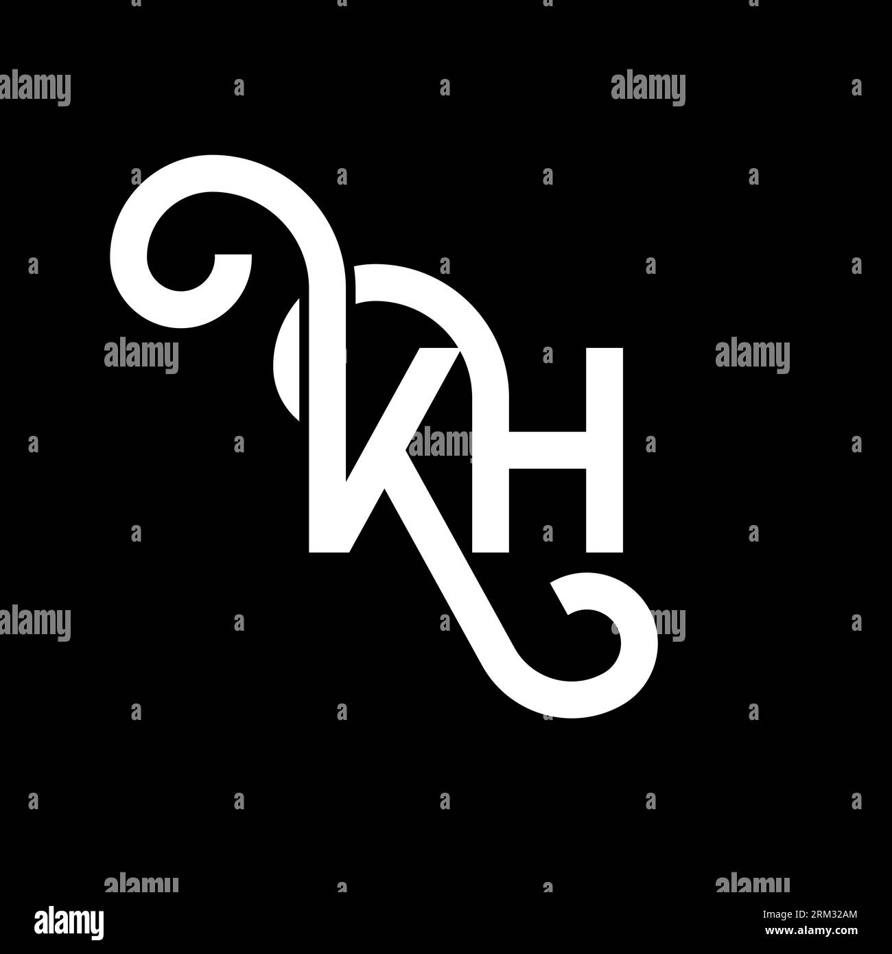 KH letter logo design on black background. KH creative initials letter ...