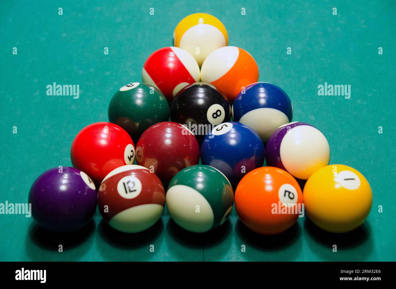 Billiard balls on the pool table Stock Photo - Alamy